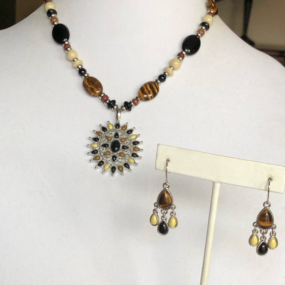 Chaps | Jewelry | 2piece Set Chaps Tigers Eye Black Onyx Gemstones ...